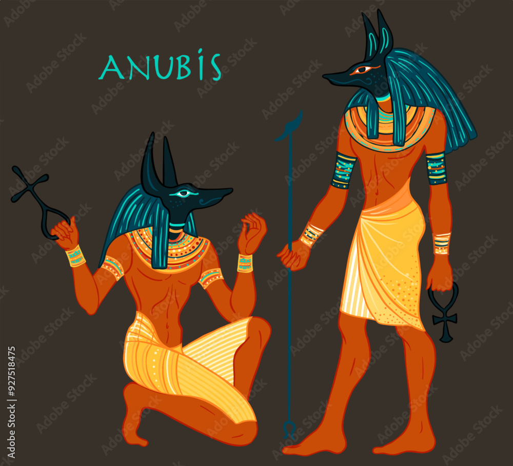 Portrait of Anubis. in Ancient Egyptian, god of death, mummification ...