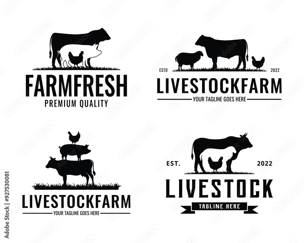Farm animal logo design vector. Livestock and Cattle, farm logo ...