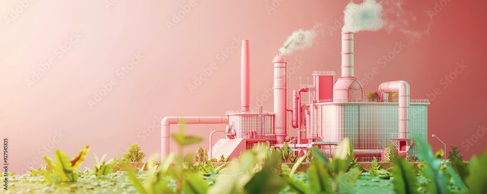 Colorful biogas plant converting food waste into renewable energy in a ...