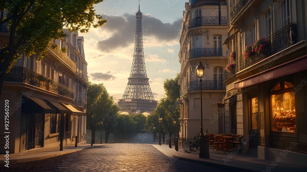 scene captures the iconic Eiffel Tower standing tall in the background ...