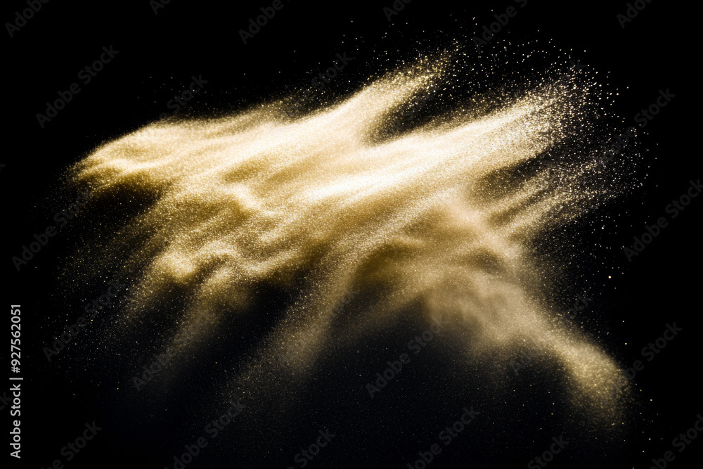 Swirling cloud of golden dust particles appears suspended in front of ...