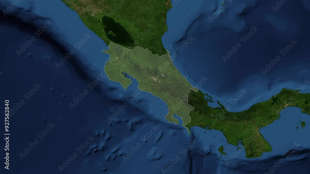 Zoom from Earth to Costa Rica. (Highlighted) World map province ...