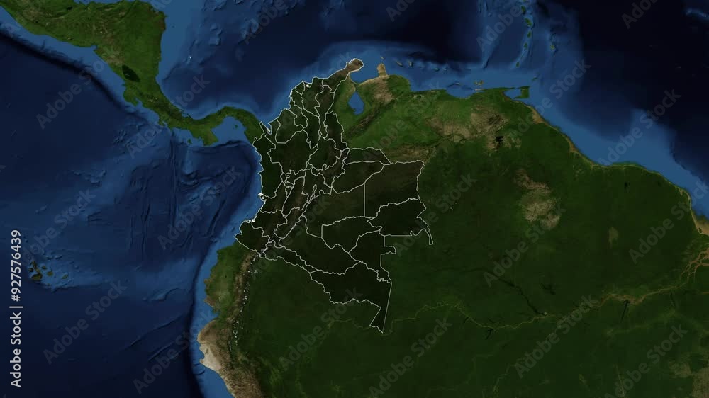 Zoom from Earth to Colombia. (with Provinces) World map animation with ...