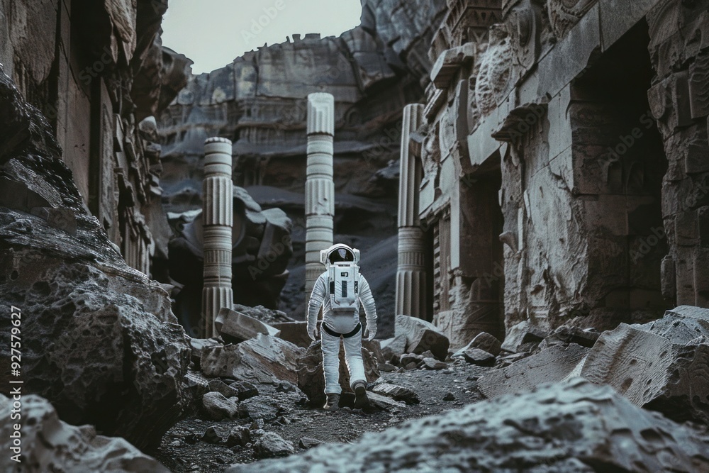 astronaut gazing out at the endless expanse of space from the window of ...