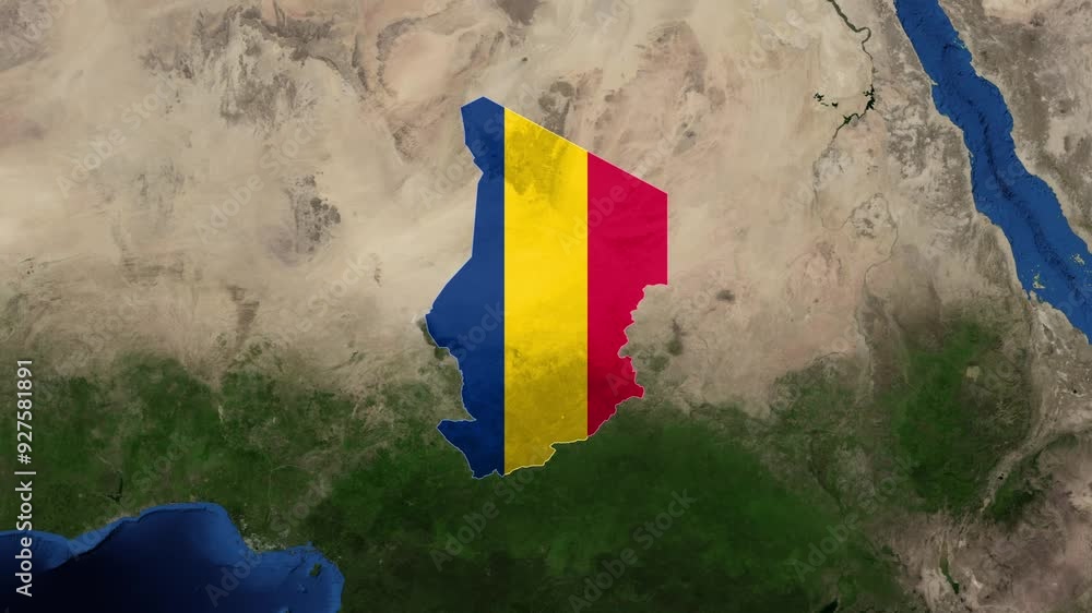 Zoom from Earth to Chad. (Country Flag) World map province animation ...