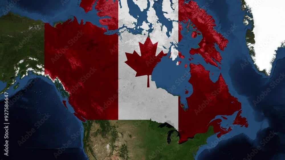 Zoom from Earth to Canada. (Country Flag) World map province animation ...