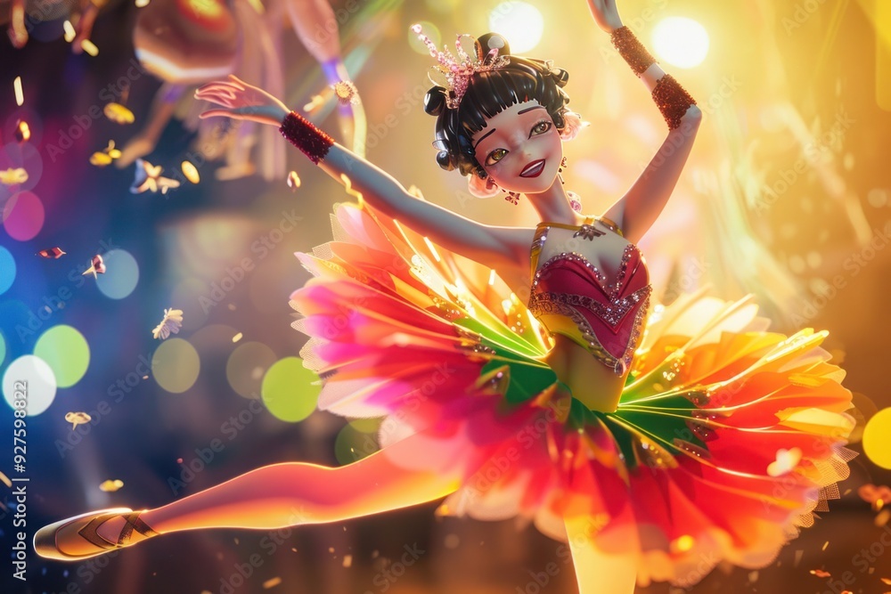 Cartoon charm meets ballet elegance: A ballerina, stylized in anime ...