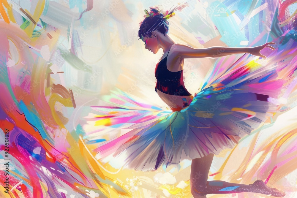 Cartoon charm meets ballet elegance: A ballerina, stylized in anime ...