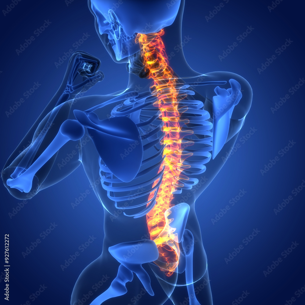 Spinal Cord Vertebral Column of Human Skeleton System Anatomy Stock ...