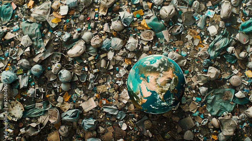 Aerial View of a Polluted Earth Surrounded by Trash - A Stark ...