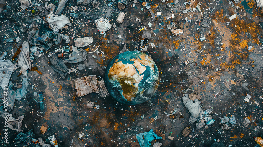 Aerial View of a Polluted Earth Surrounded by Trash - A Stark ...
