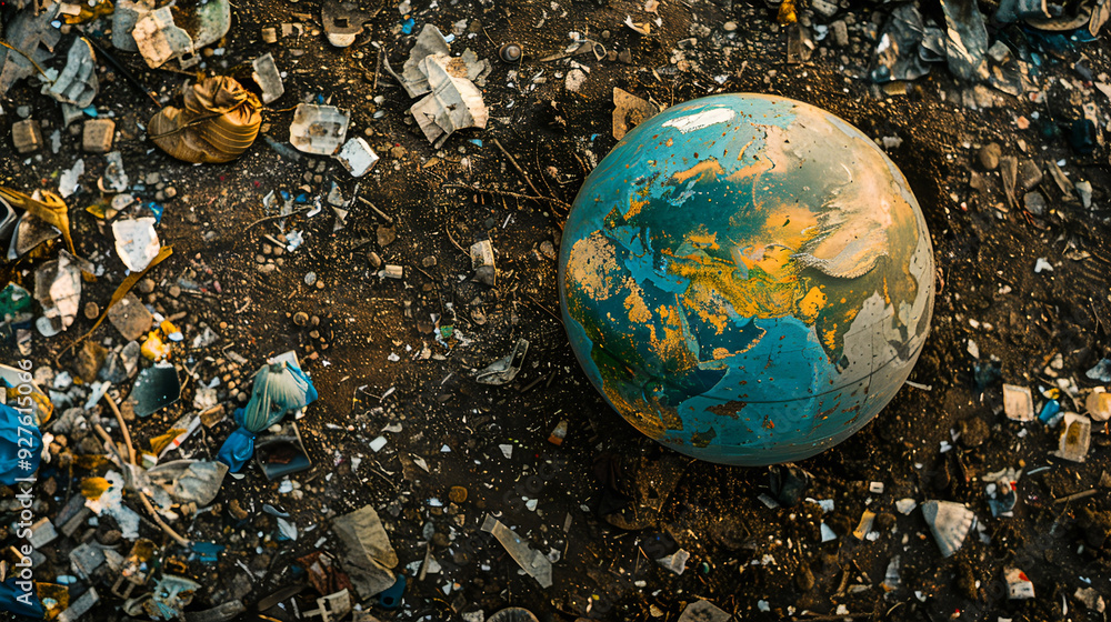 Aerial View of a Polluted Earth Surrounded by Trash - A Stark ...
