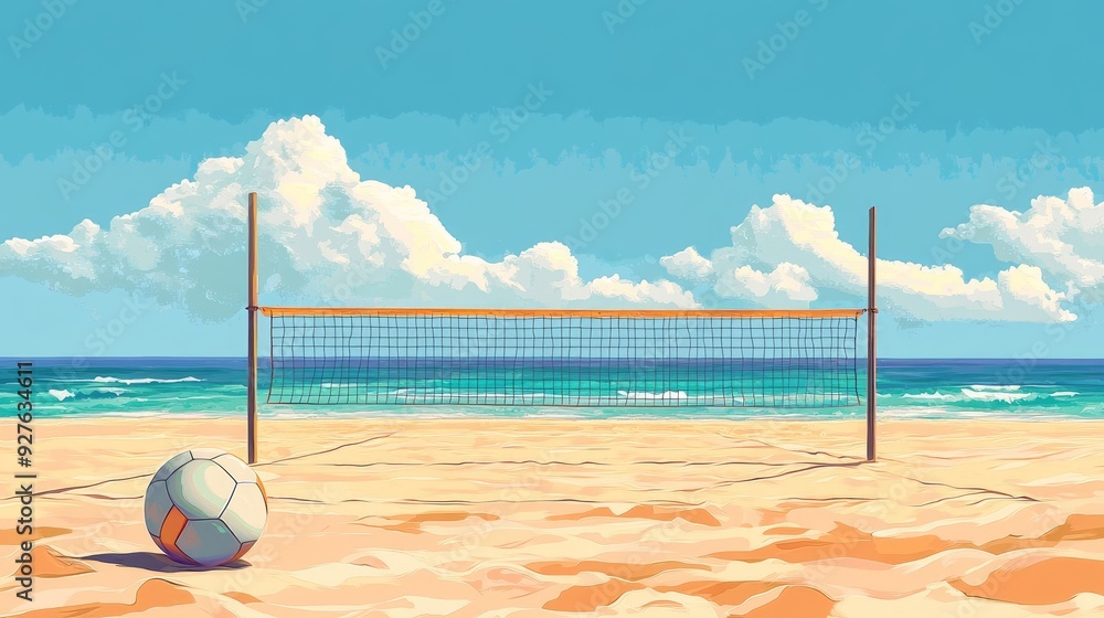 Stylized vector art of a beach volleyball court, complete with net ...