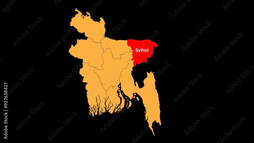 Sylhet map animated video. Location is highlighted on the Bangladesh ...
