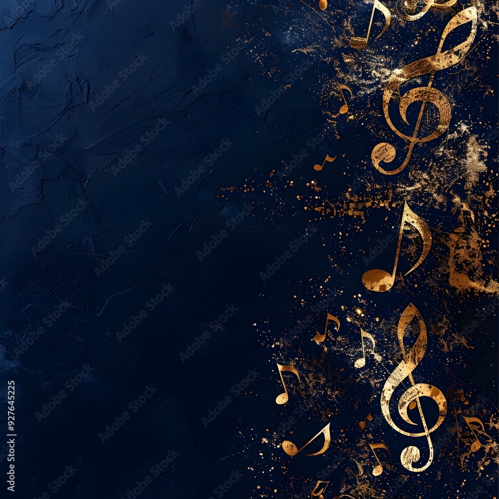 Elegant Gold Music Notes on Luxurious Dark Blue Background Exuding ...