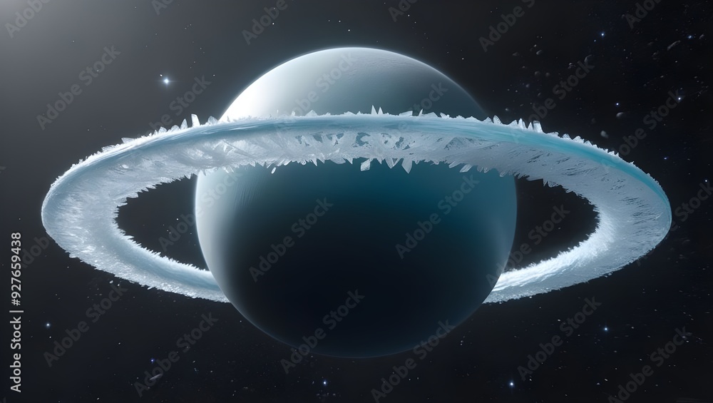 Realistic illustration of a frozen exoplanet, its surface reflecting ...