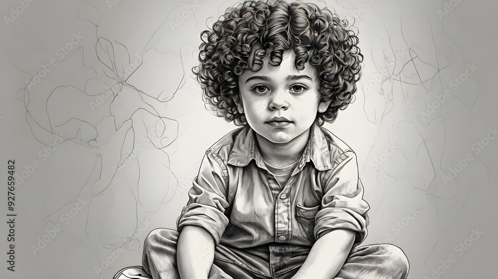 Hand Crafted Sketch of a Child, Detailed Pencil Drawing of a Kid ...