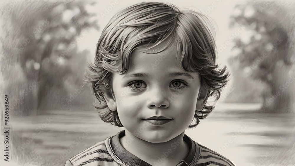 Hand Crafted Sketch of a Child, Detailed Pencil Drawing of a Kid ...