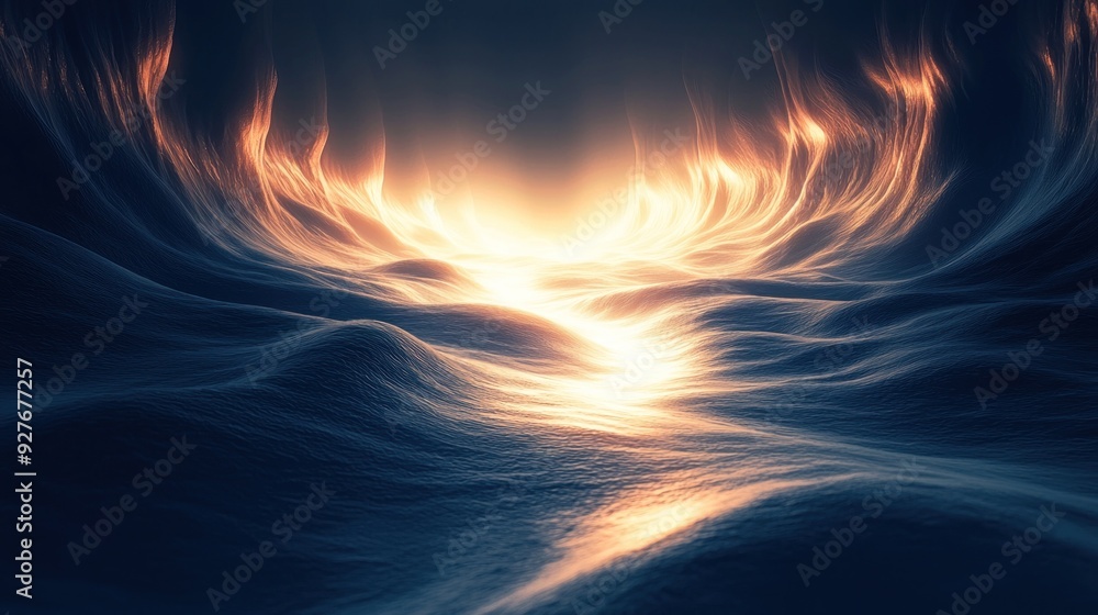 Abstract conceptual image showing the fusion of light and darkness in ...