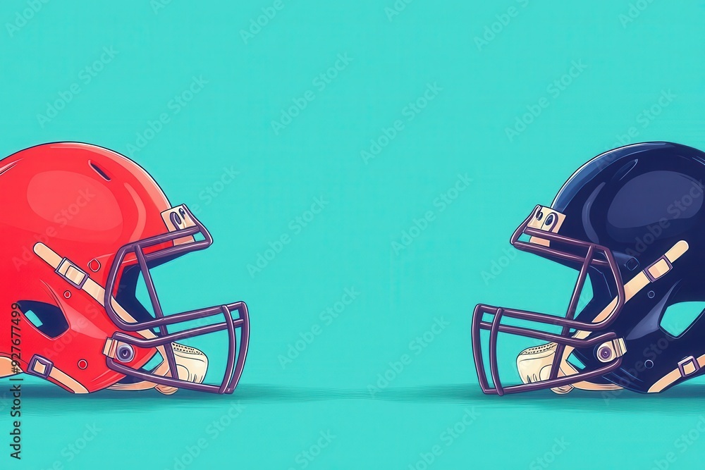 Victory lap with helmets held high in American football flat design ...