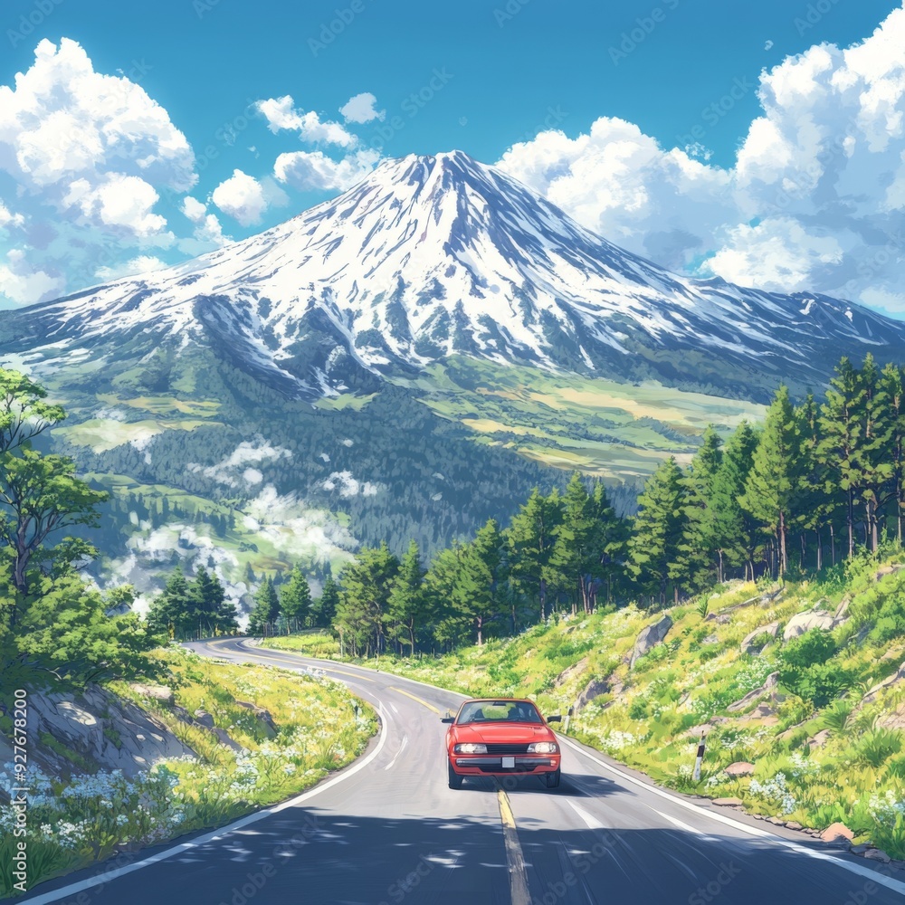 Summer Sizzle on Akagi's Winding Roads: anime-style Enchanted Mountain ...