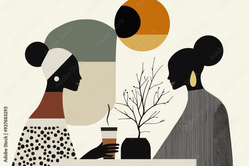 Celebratory uplifting illustration portraying happy black people ...