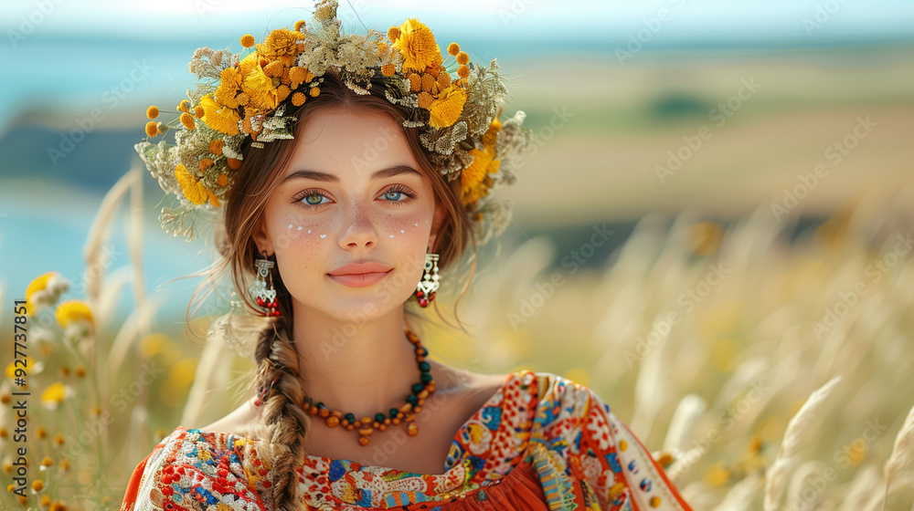 Young Beautiful Moldovian Girl in Traditional Folk Dress, Showcasing ...