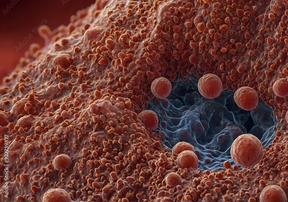 A highly detailed, close-up micrograph of an erythrocyte, showcasing ...