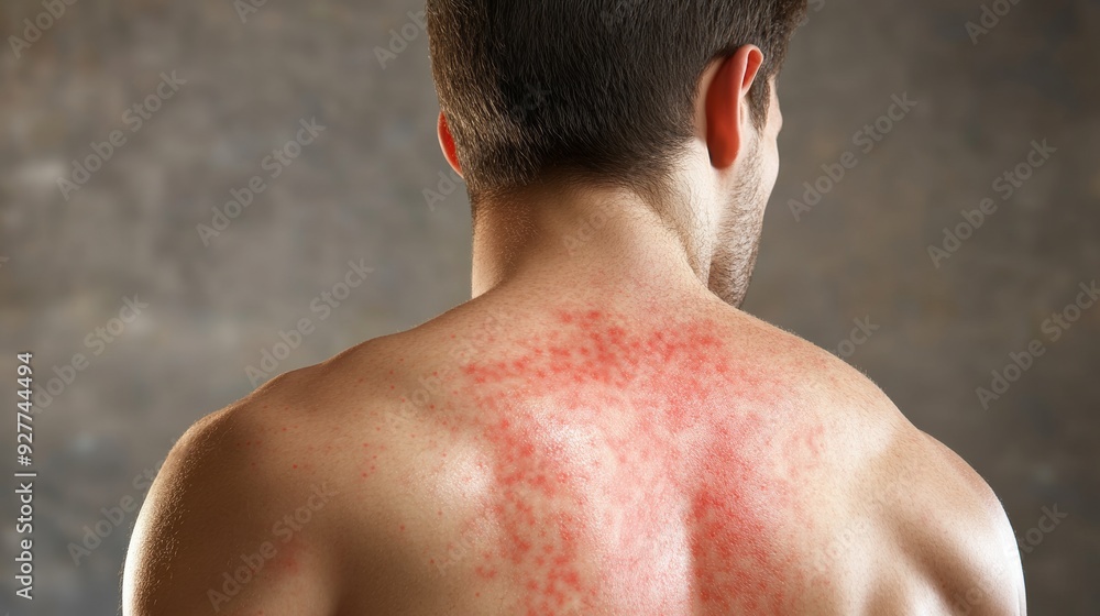 Monkeypox, Close-up of a medical illustration showing a characteristic ...