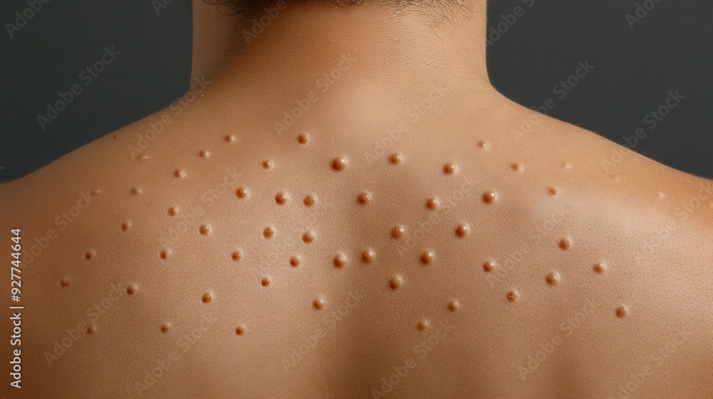 Monkeypox, Close-up of a medical illustration showing a characteristic ...