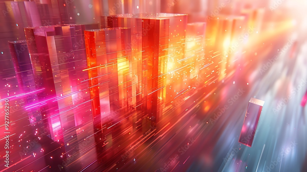 Crystal CPU core with light refraction and digital streams, double ...