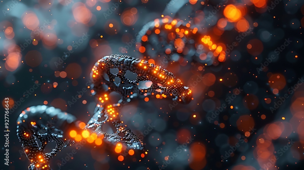 Futuristic CPU core interlaced with binary DNA, symbolizing the fusion ...