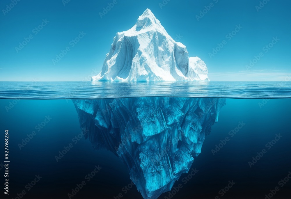 realistic image of the underwater and surface parts of an iceberg ...