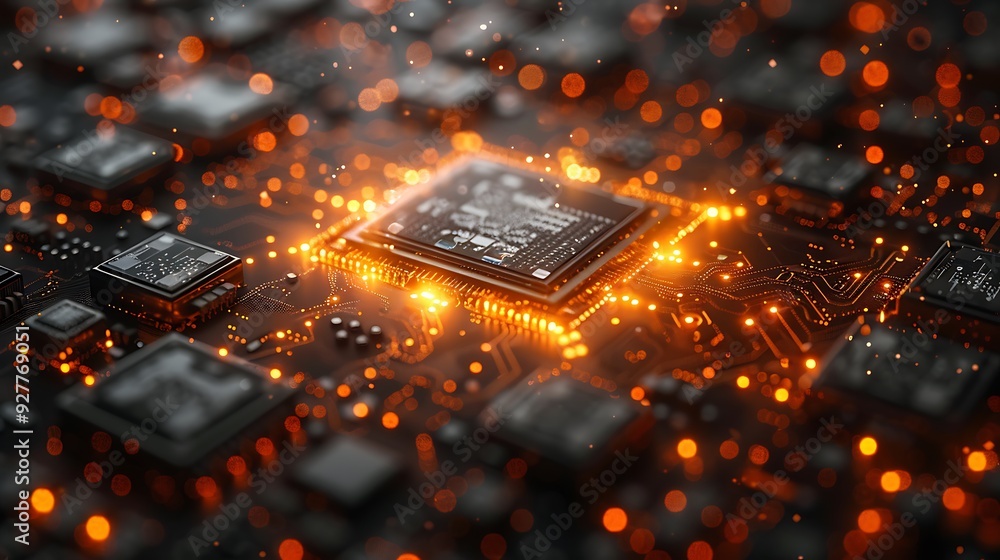 Quantum CPU with entangled particles and circuits, double exposure ...