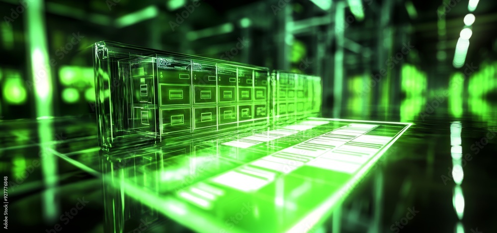 An icon of a digital check mark hologram on a background of future ...