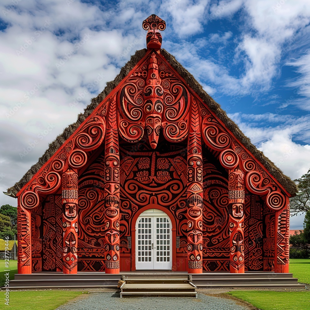 Maori Wharenui New Zealand Meeting Houses Stock Illustration | Adobe Stock