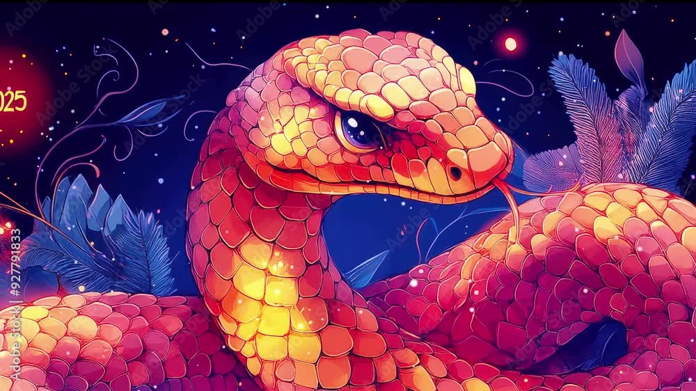 Happy New Year 2025 Chinese New Year Year of the Snake: A striking ...