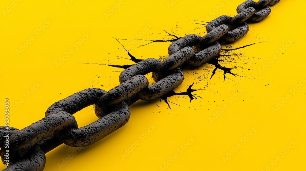 Black chain with a broken link, serving as a conceptual logo indicating ...