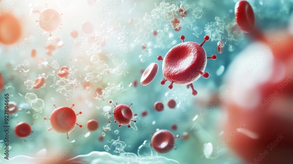 Red blood cells represent the body's immune defense, with a color ...