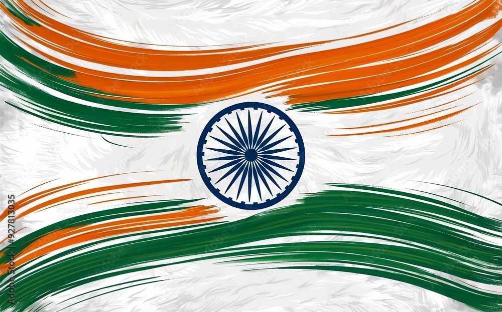 A vibrant illustration featuring the colors of the Indian flag—saffron ...