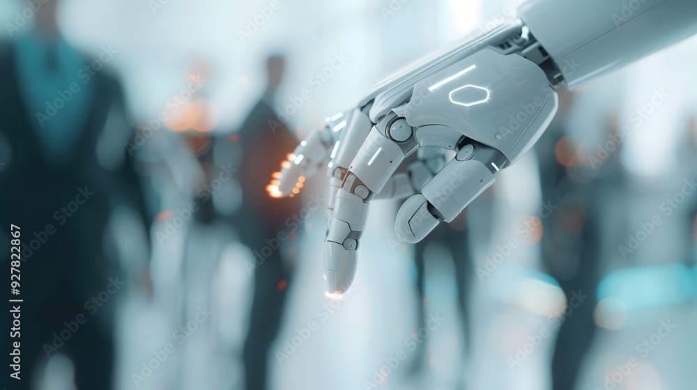 Giant robotic hand getting an employee off the working Stock ...