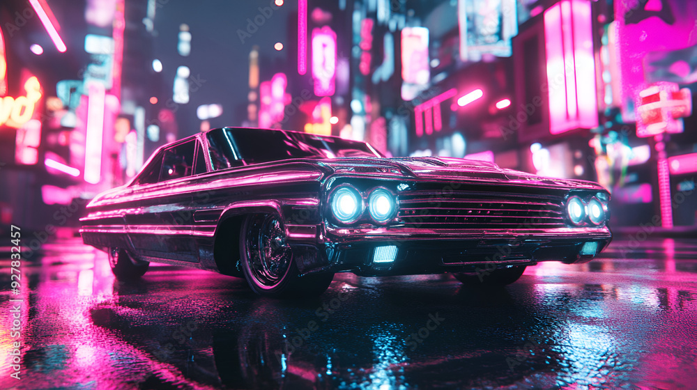 Impala 67 cyberpunk style with a neon city in the back ground,unreal ...