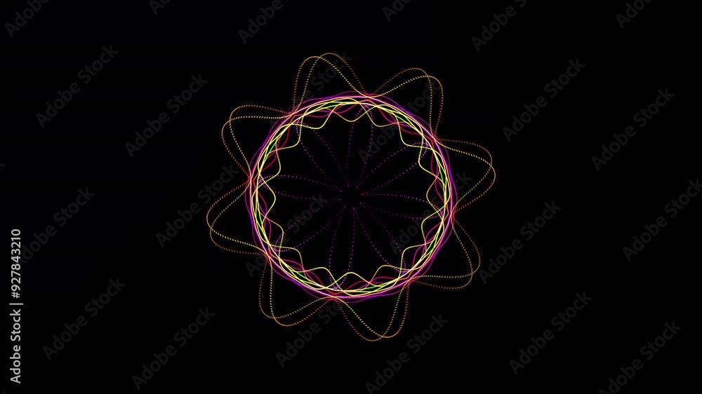 A graphic circular loop of rhythmic audio frequency sound waves ...