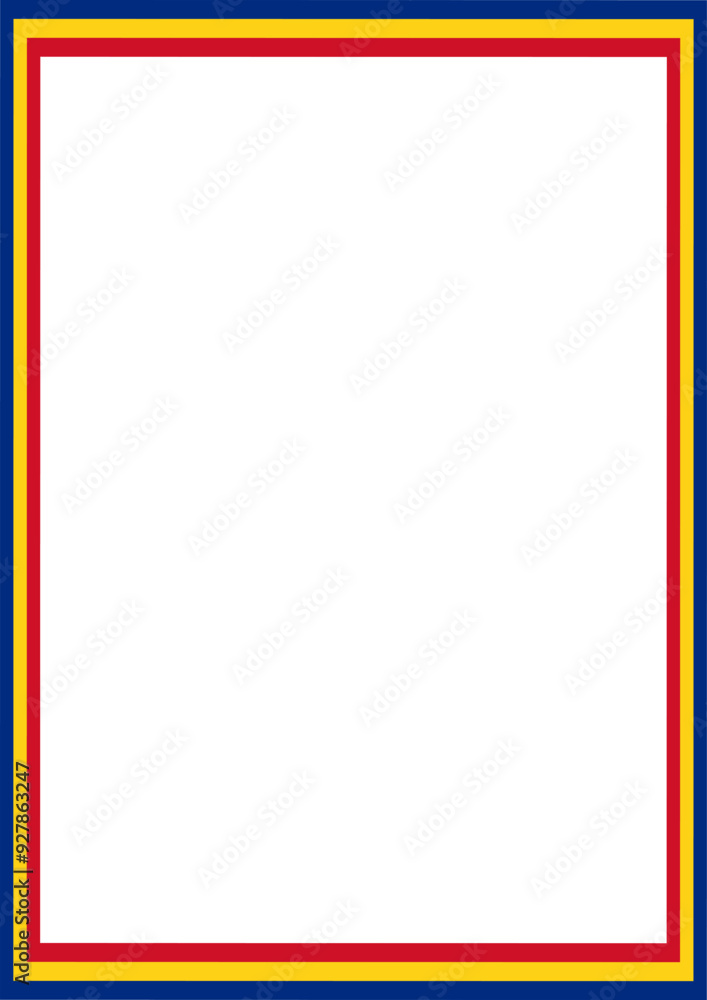 A4 frame with tricolor ribbon border in the colors of the Romanian flag ...