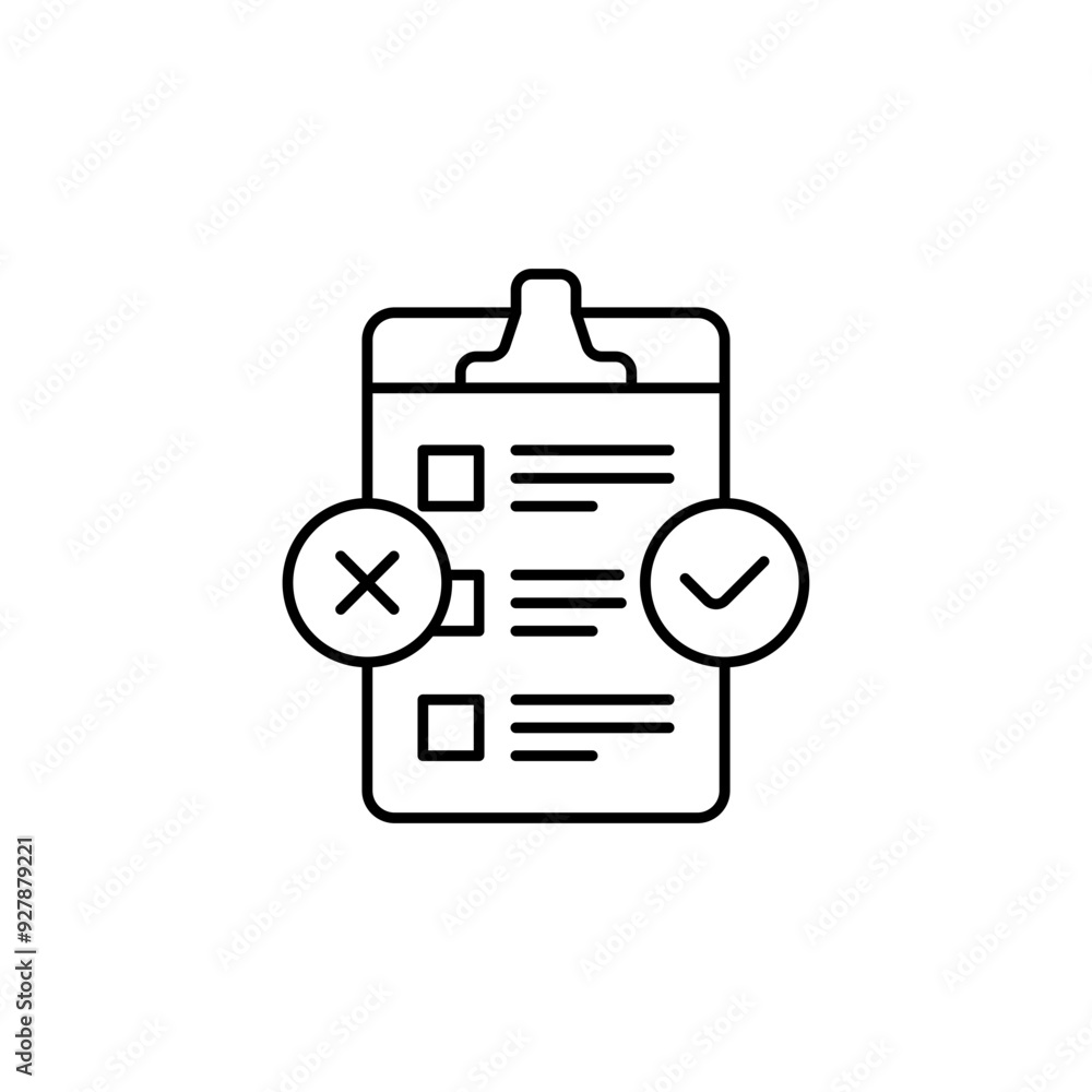 Checklist Clipboard Icon with Check Mark and Cross Mark for Task ...
