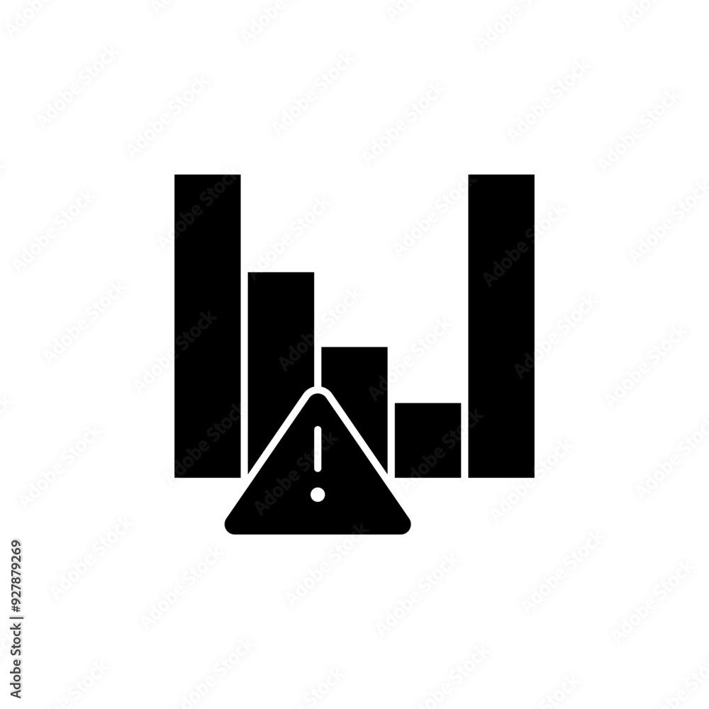 Alert on Statistical Data Bar Graph Icon - Warning Sign on Business ...
