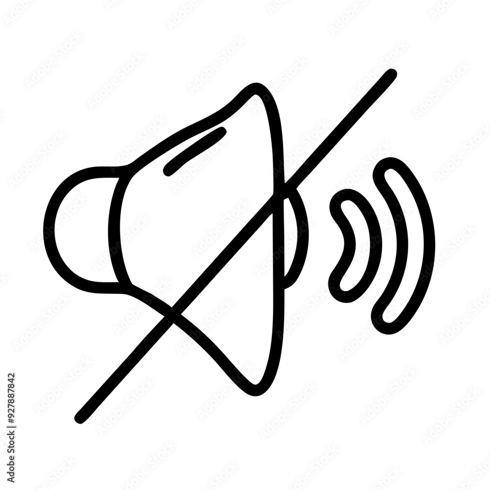 Mute Icon Illustration: Simple line art illustration of a mute button ...
