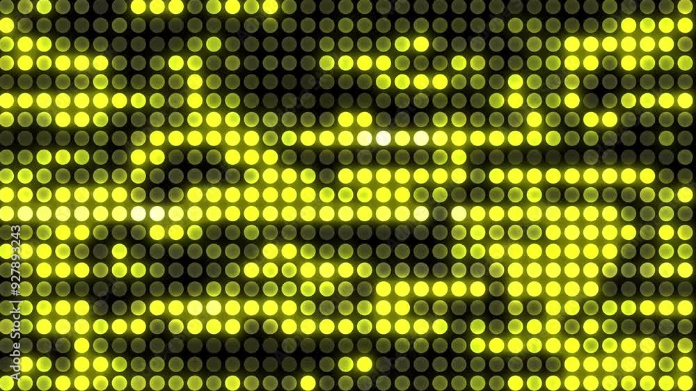 Abstract dynamic yellow linear pattern with random dots glowing and ...