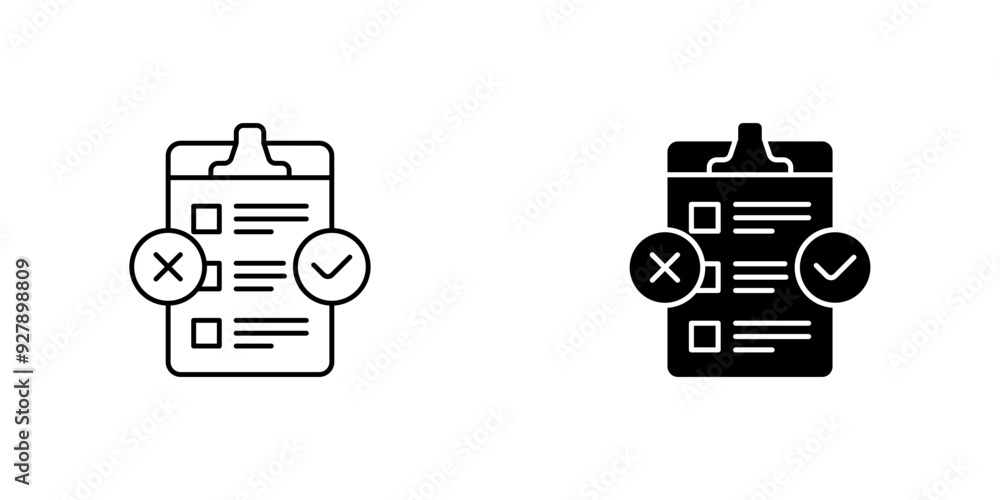 Checklist Clipboard Icon with Check Mark and Cross Mark for Task ...