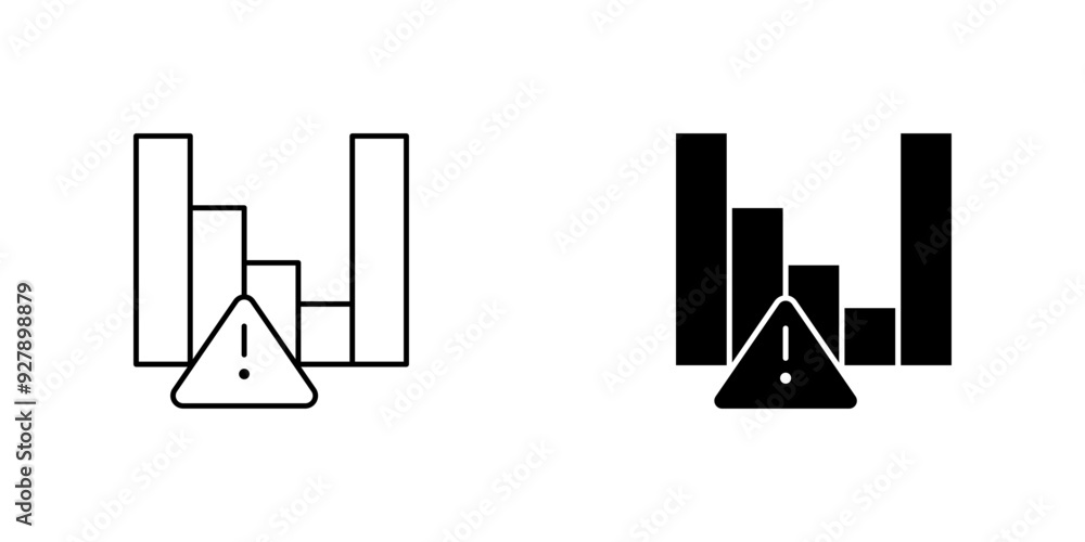 Alert on Statistical Data Bar Graph Icon - Warning Sign on Business ...
